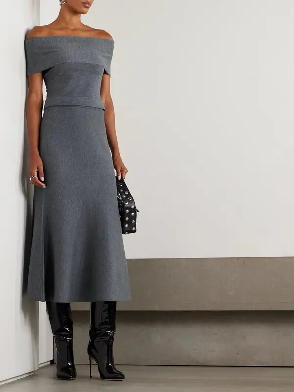 Simkhai Atwood Wool Midi Skirt - Gray