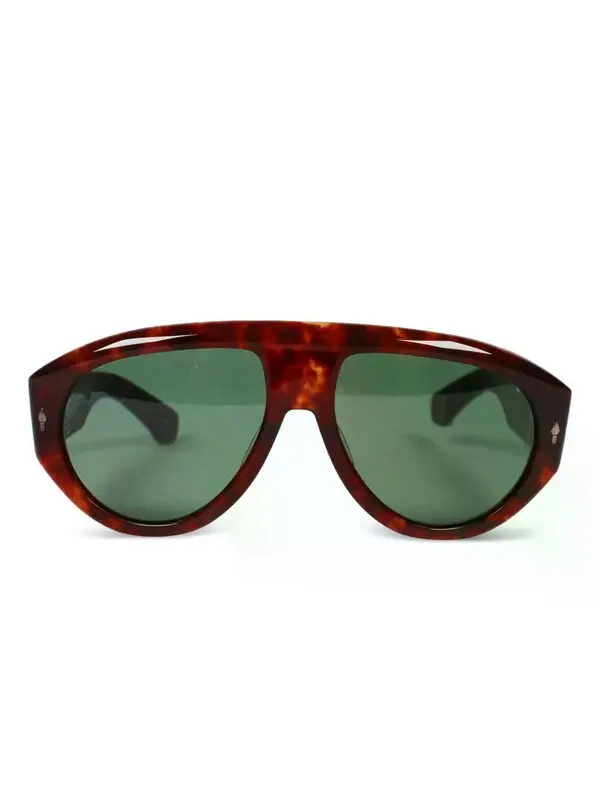 JACQUES MARIE MAGE Shield-frame Tortoiseshell Sunglasses - Brown