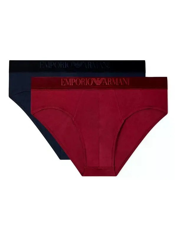 Emporio Armani Elasticated Logo Briefs - Red