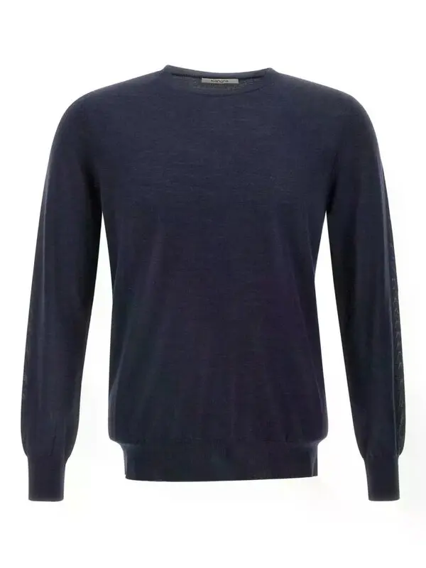 KANGRA Crew Neck Ribbed Wool Knit Sweater