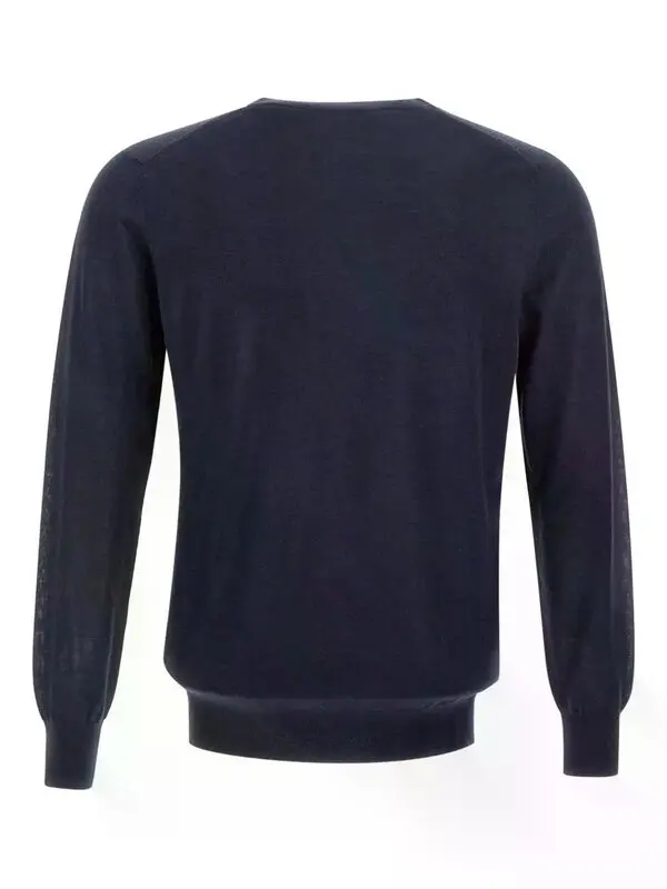 KANGRA Crew Neck Ribbed Wool Knit Sweater