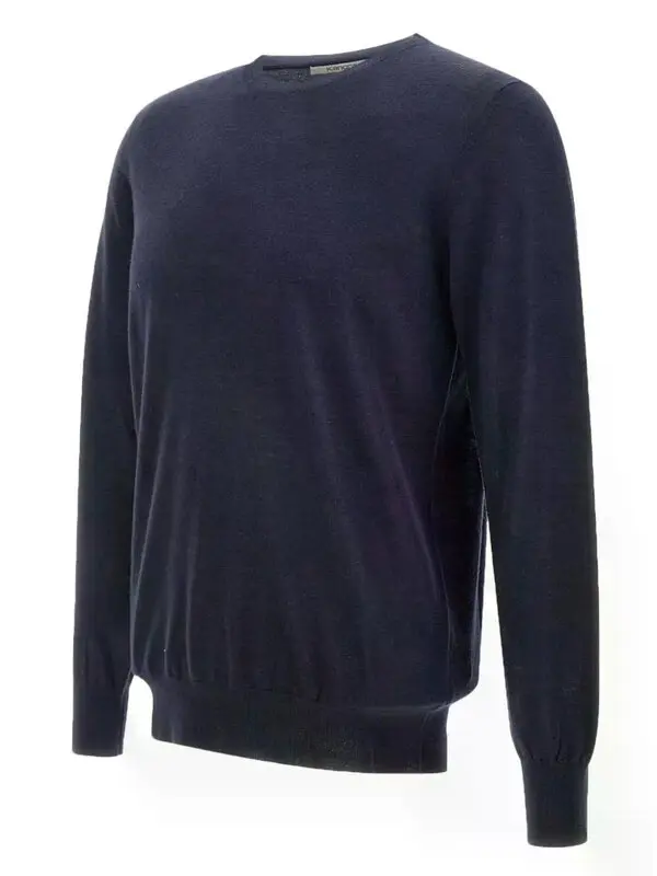 KANGRA Crew Neck Ribbed Wool Knit Sweater