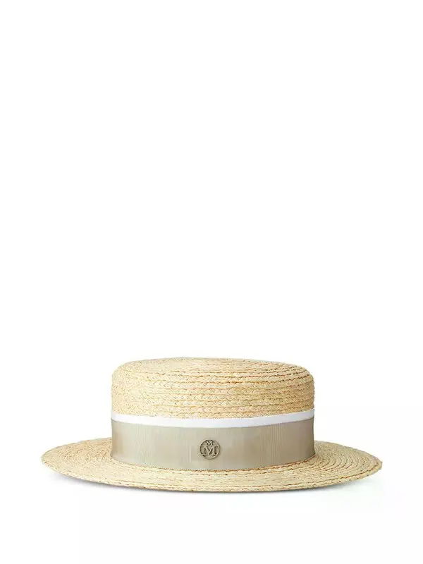 MAISON MICHEL Kiki Ribbon-detailed Hat - Neutrals