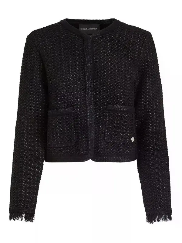 Karl Lagerfeld Tweed Frayed Jacket