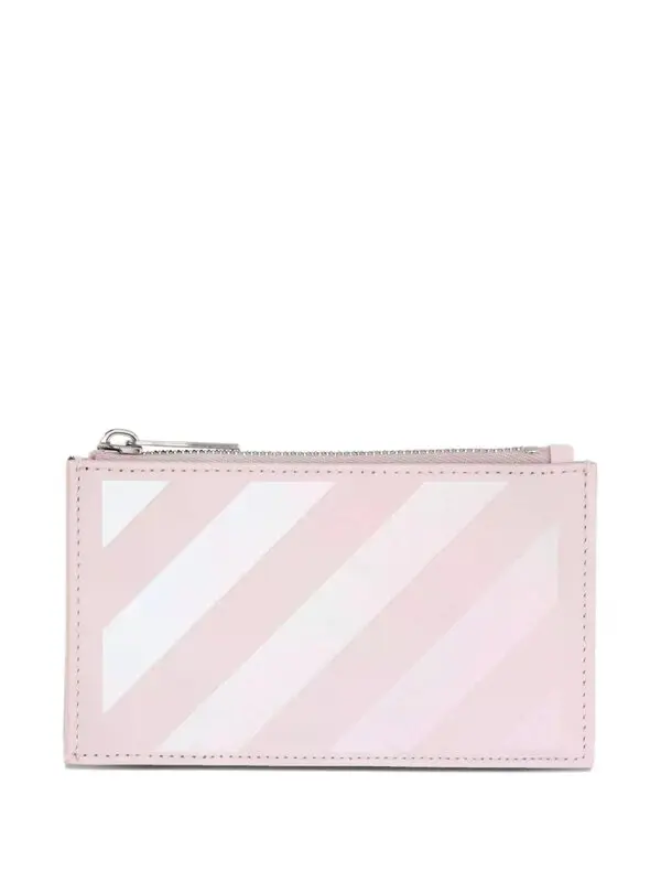 Off-White Striped-print Zip Wallet - Pink