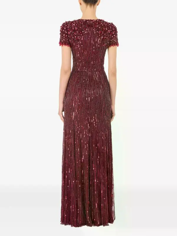 Jenny Packham Eliza Beaded Maxi Dress - Red