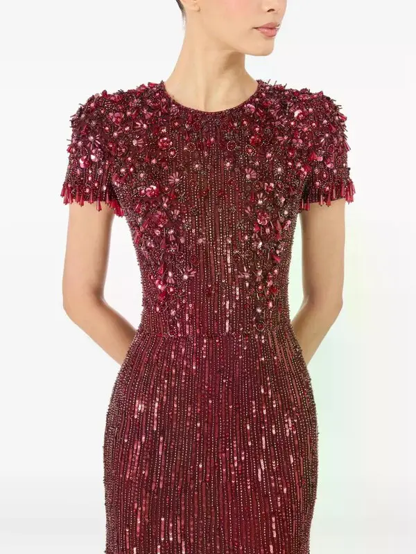 Jenny Packham Eliza Beaded Maxi Dress - Red