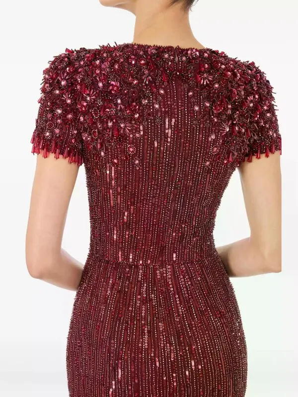 Jenny Packham Eliza Beaded Maxi Dress - Red