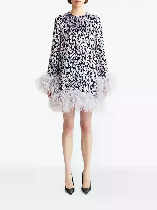 16Arlington Hodi Devoré Feather Mini Dress