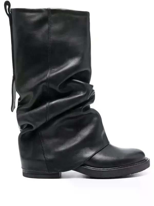 METISSE Ruched Leather Boots