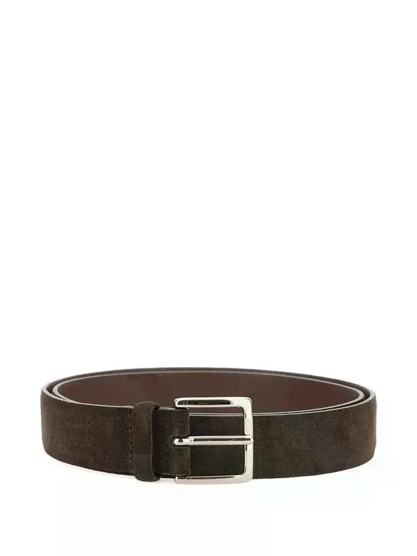 ORTIGNI Amalfi Suede Belt With Logo Buckle - Brown