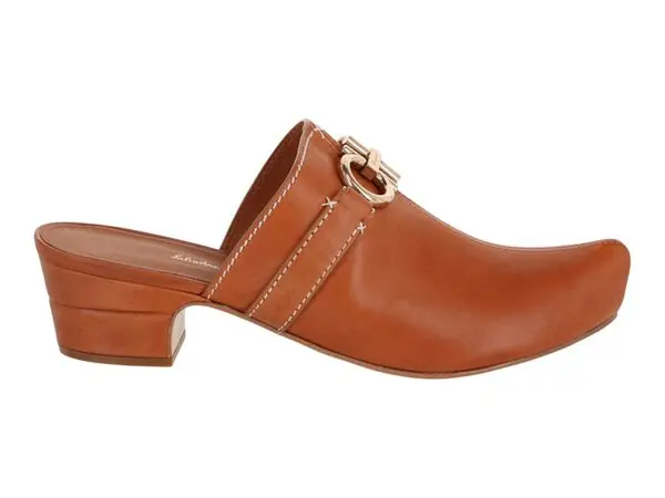 FERRAGAMO Phobos Leather Mules - Brown