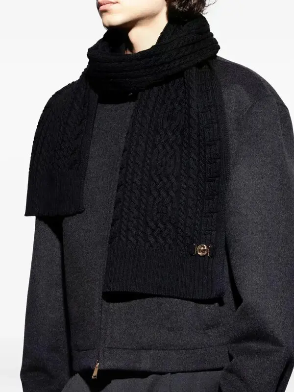 Versace Cable-knit Virgin-wool Scarf