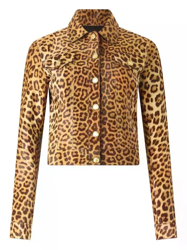 Roberto Cavalli Leopard Print Leather Jacket