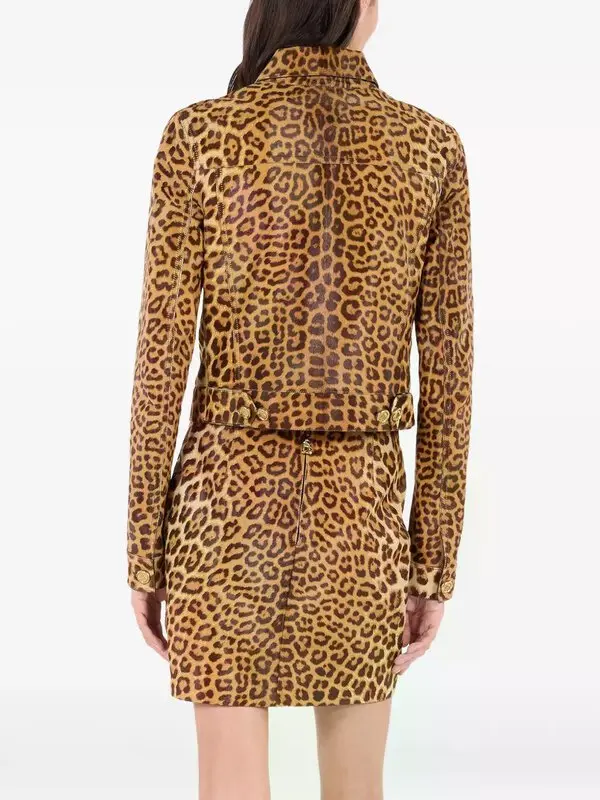 Roberto Cavalli Leopard Print Leather Jacket