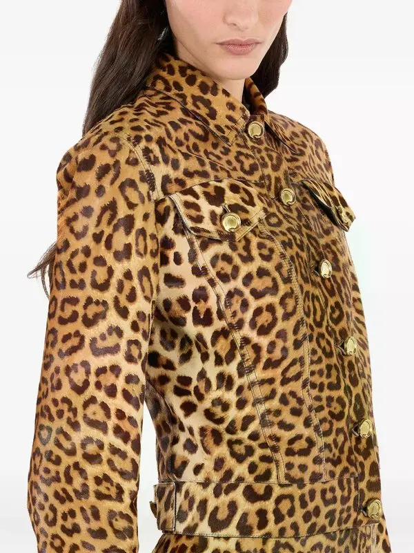 Roberto Cavalli Leopard Print Leather Jacket