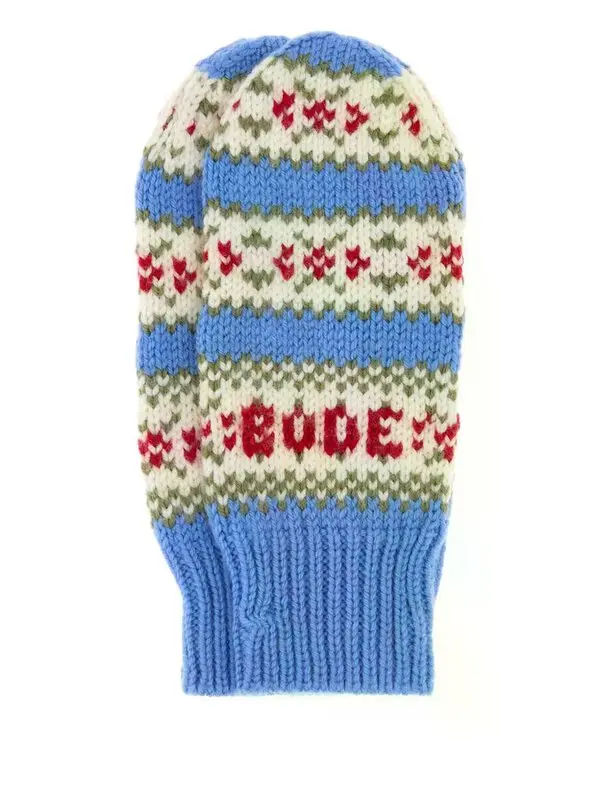 BODE Patterned Wool Gloves - Blue