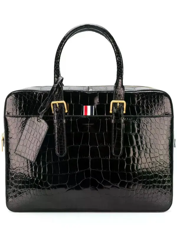 Thom Browne Alligator Leather Business Bag - Black