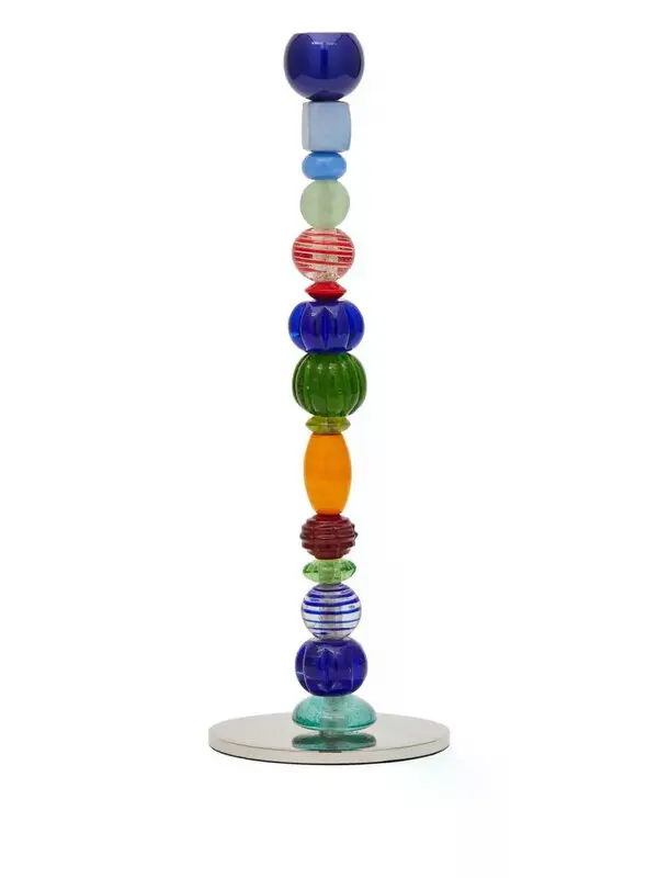 POLSPOTTEN Beaded Glass Candlestick - Blue