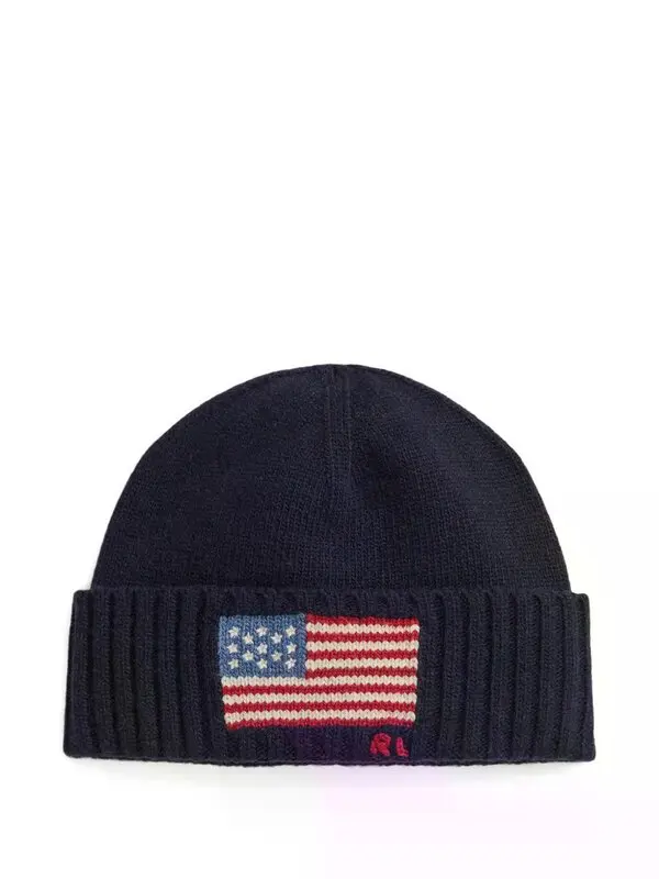 Ralph Lauren Flag Wool-blend Beanie - Blue