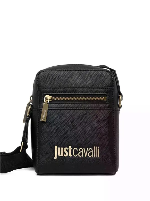 Just Cavalli Logo Messenger Bag With Zip Detail - Black