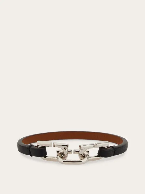 FERRAGAMO Bicolor Gancini Bracelet - Black