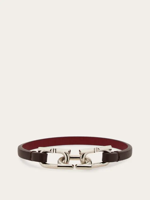 FERRAGAMO Bicolor Gancini Bracelet - Brown