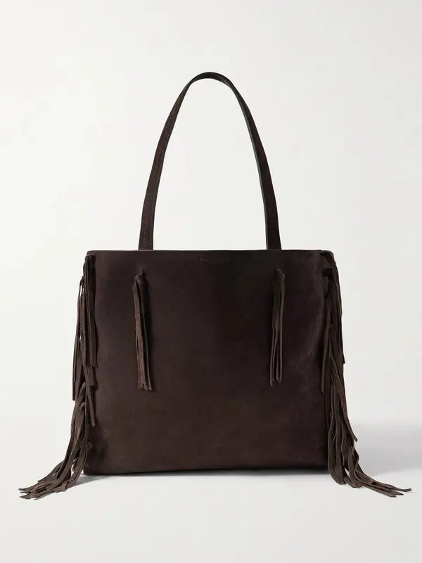 NILI LOTAN Joni Fringed Suede Tote - Brown