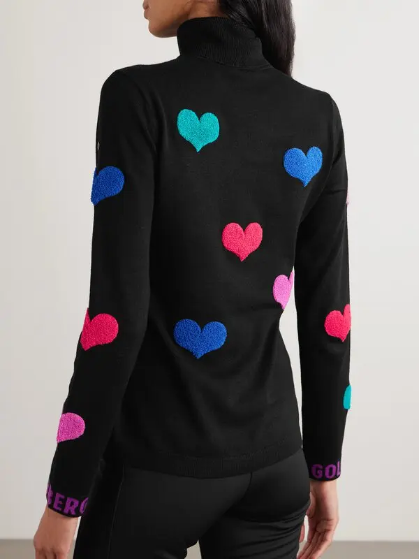 Goldbergh Bacio Appliquéd Knitted Turtleneck Sweater - Black