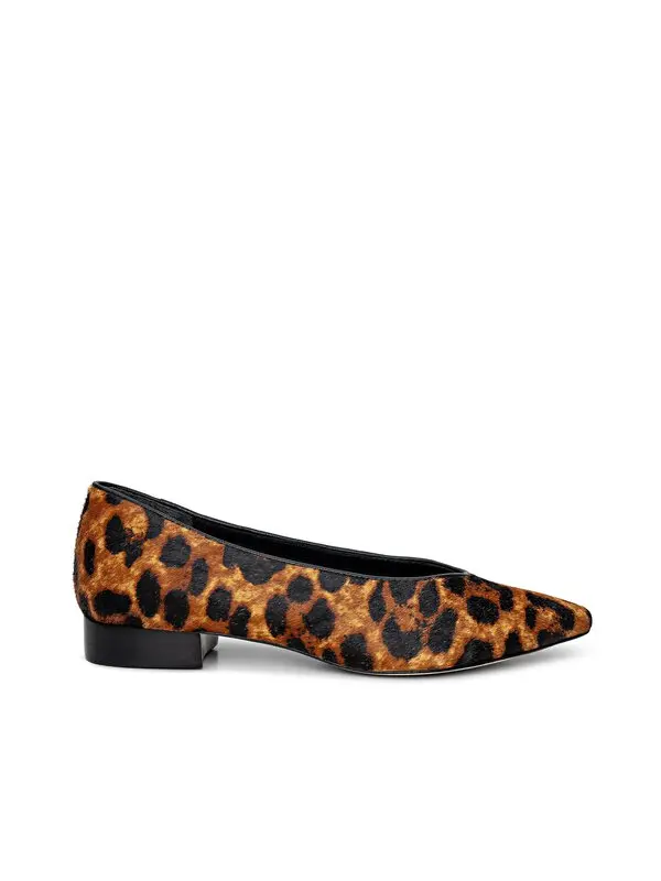 L'Agence Suzanne Ballerina Flat - Leopard Hair Calf