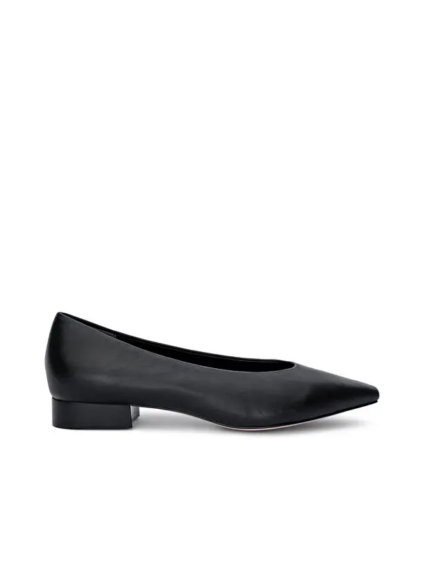 L'Agence Suzanne Ballerina Flat - Black Leather