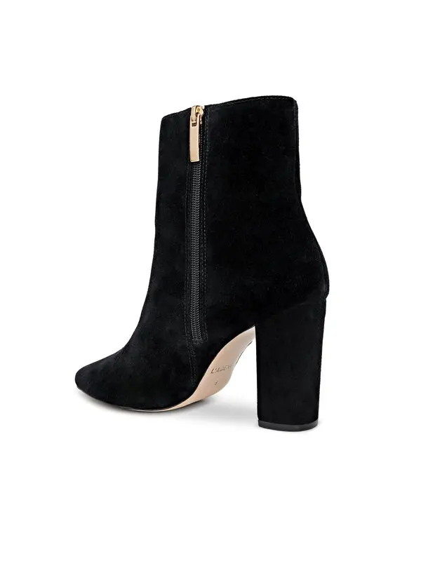 L'Agence Theodora Suede Booties With Block Heel And Lion Head Buttons
