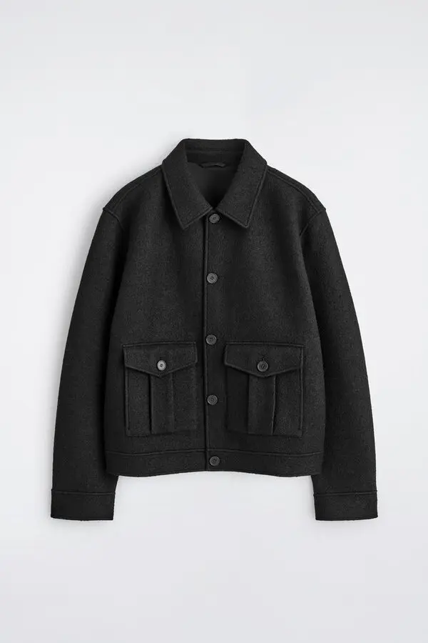 Cos Boiled-wool Jacket - Black