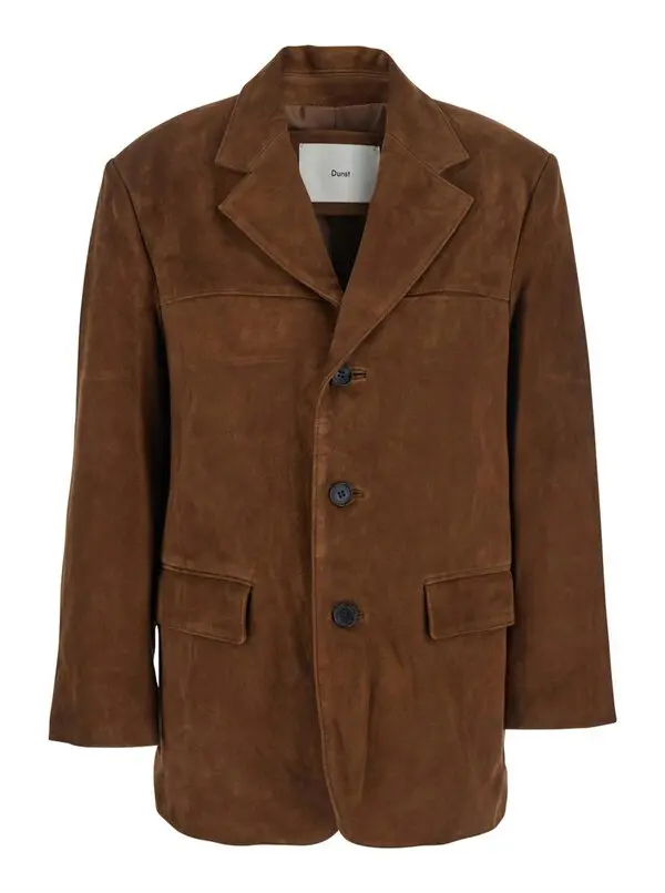 DUNST Suede Single-breasted Jacket - Brown