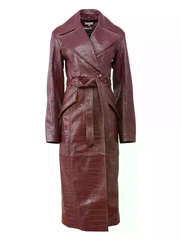 Fleur Du Mal Crocodile-effect Belted Coat