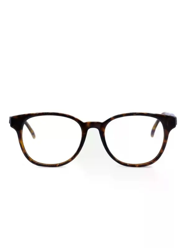 Saint Laurent Logo-detail Full Rim Glasses - Brown