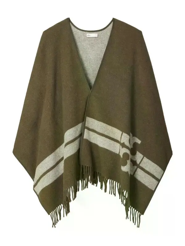 Tory Burch Striped Logo Cape - Green