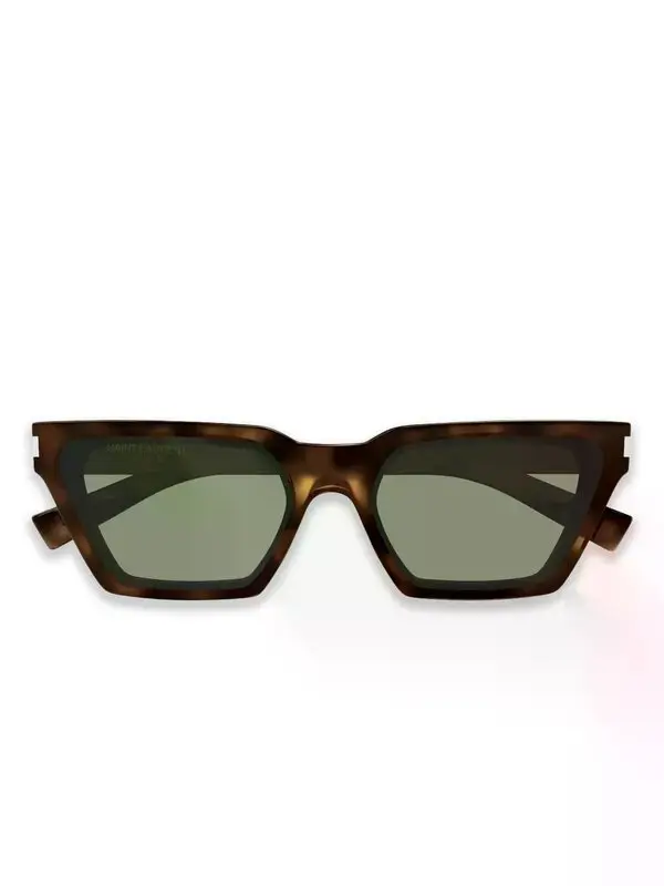 Saint Laurent Logo-detail Full Rim Sunglasses - Brown
