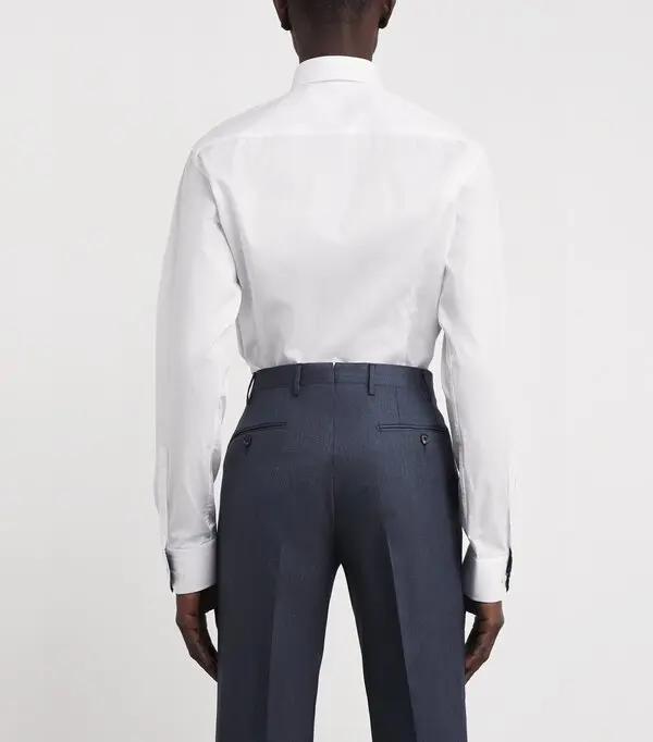 Eton Signature Twill Floral-trim Shirt - White