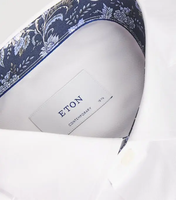 Eton Signature Twill Floral-trim Shirt - White