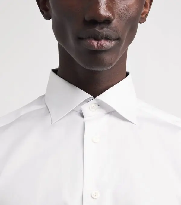 Eton Signature Twill Floral-trim Shirt - White