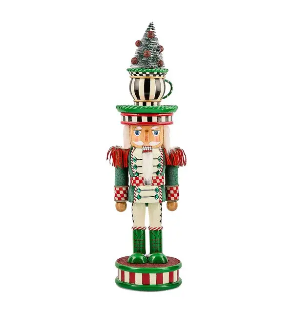MACKENZIE-CHILDS Check It Out Teacup Nutcracker - Green