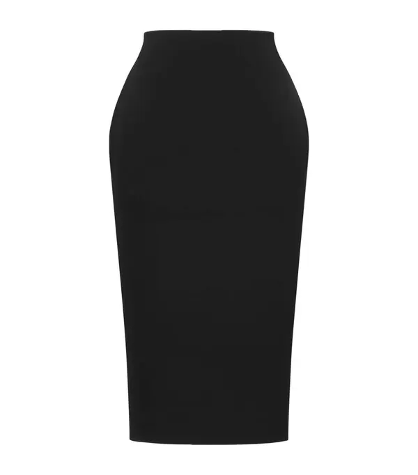 Saint Laurent Satin Midi Pencil Skirt - Black