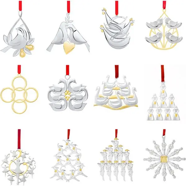 NAMBE 12 Days Of Christmas Ornament Set - Silver