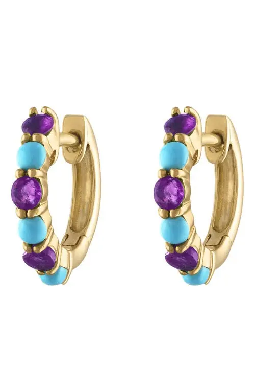 EDEN PRESLEY Semiprecious Stone Huggie Hoop Earrings - Green/yellow Gold
