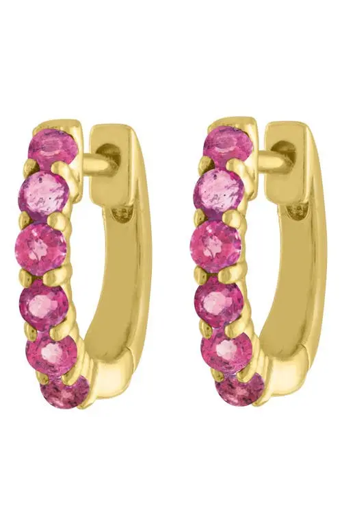 EDEN PRESLEY Semiprecious Stone Huggie Hoop Earrings - Pink/yellow Gold