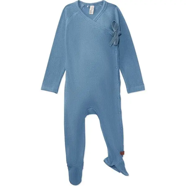MINIMOI Solid Ribbed Footie - Blue Bell