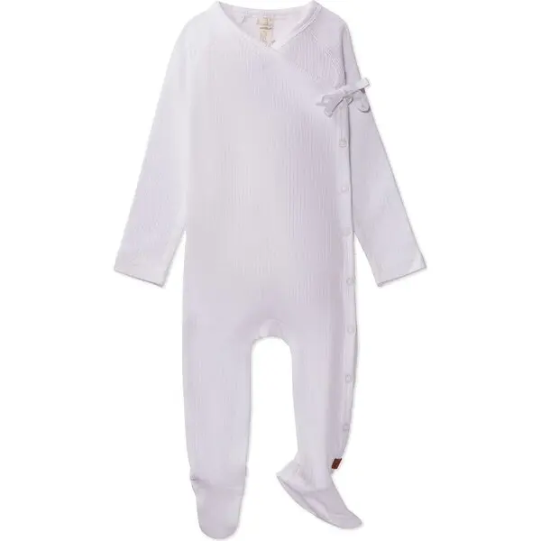 MINIMOI Solid Ribbed Footie - White
