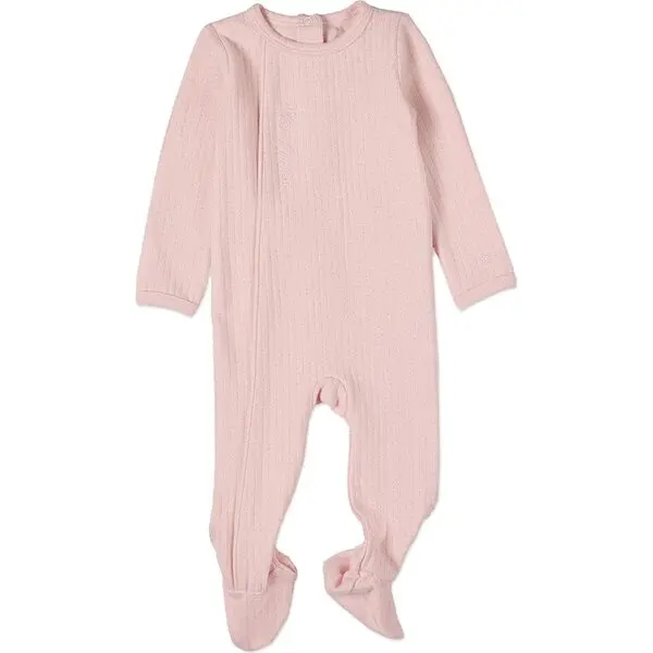 MINIMOI Baby Cotton Rich Pointelle Footie - Pink
