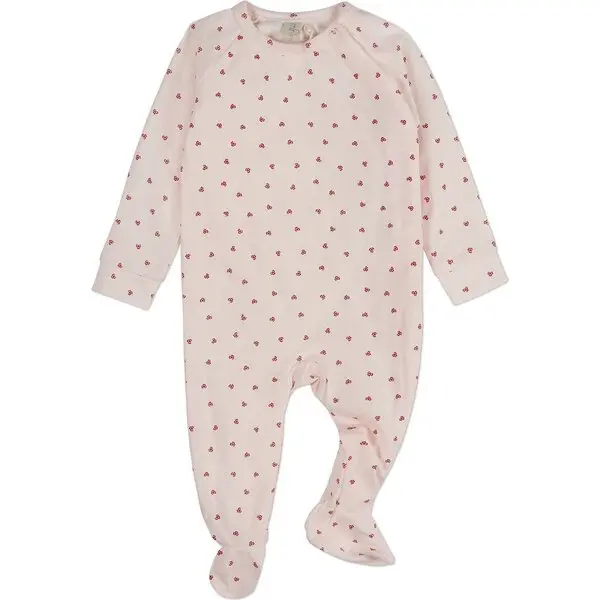 MINIMOI Baby Clover-print Footie - Barely Pink